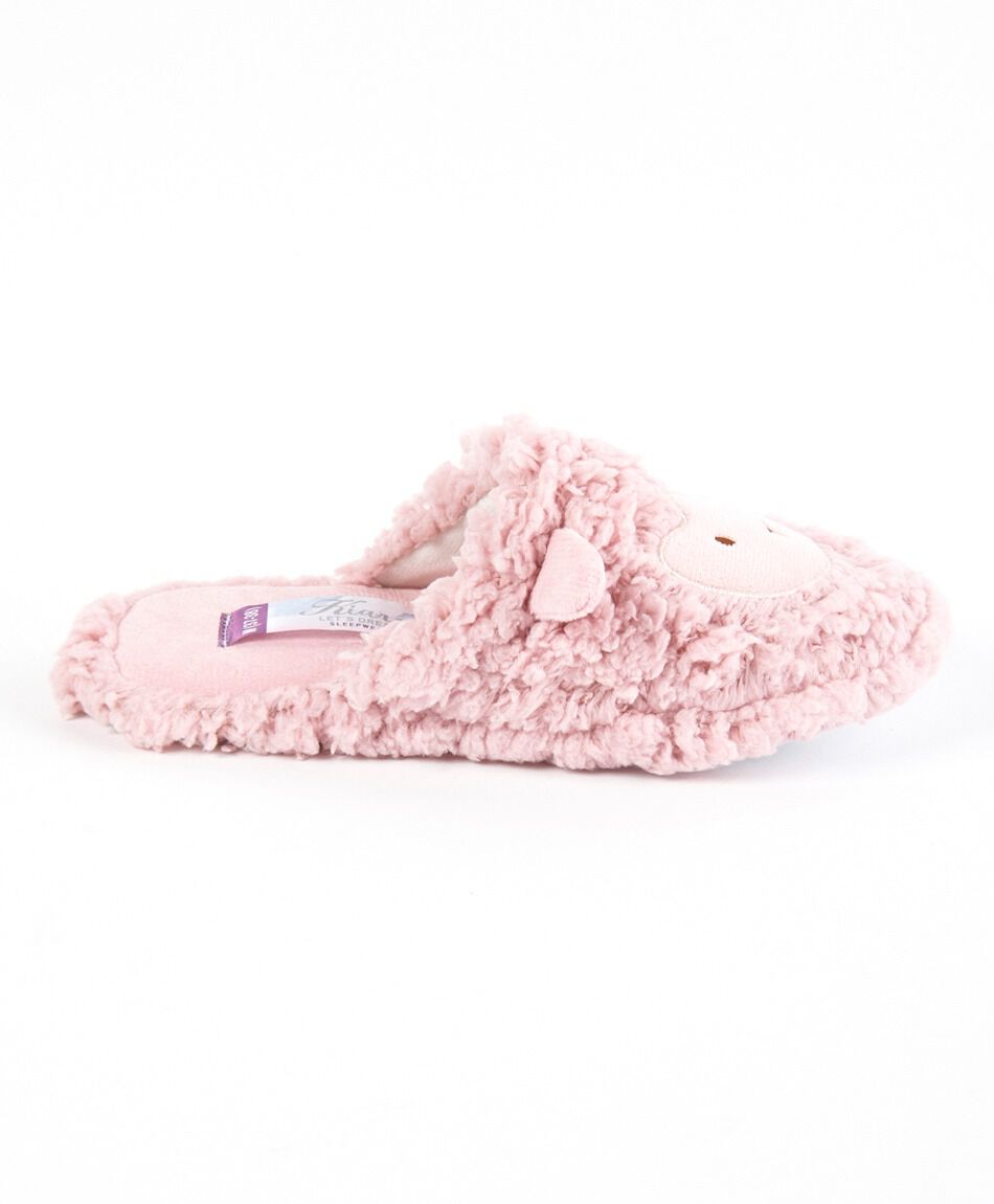 Pantufla mujer corderito rosado - TRICOT