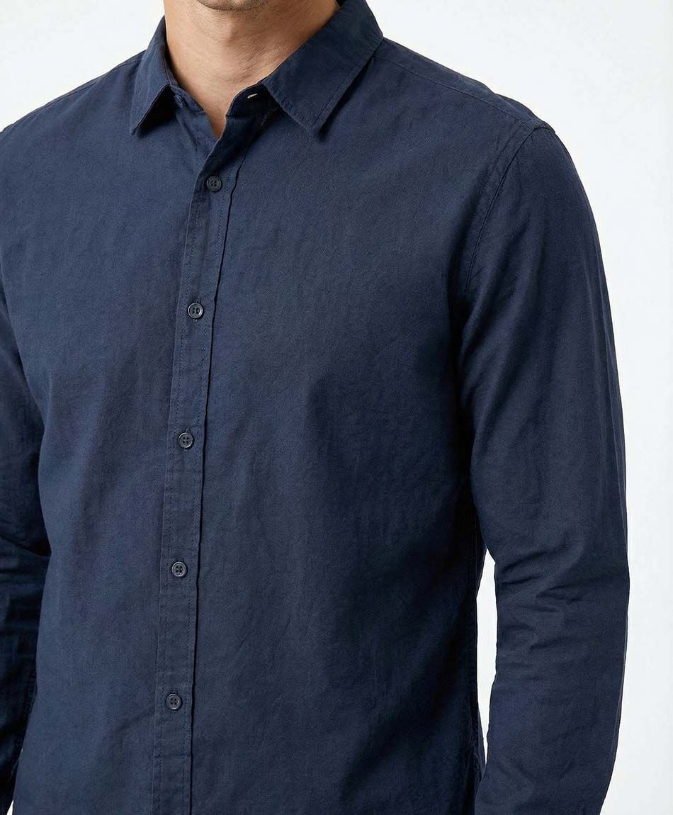 Camisa hombre lisa azul - TRICOT