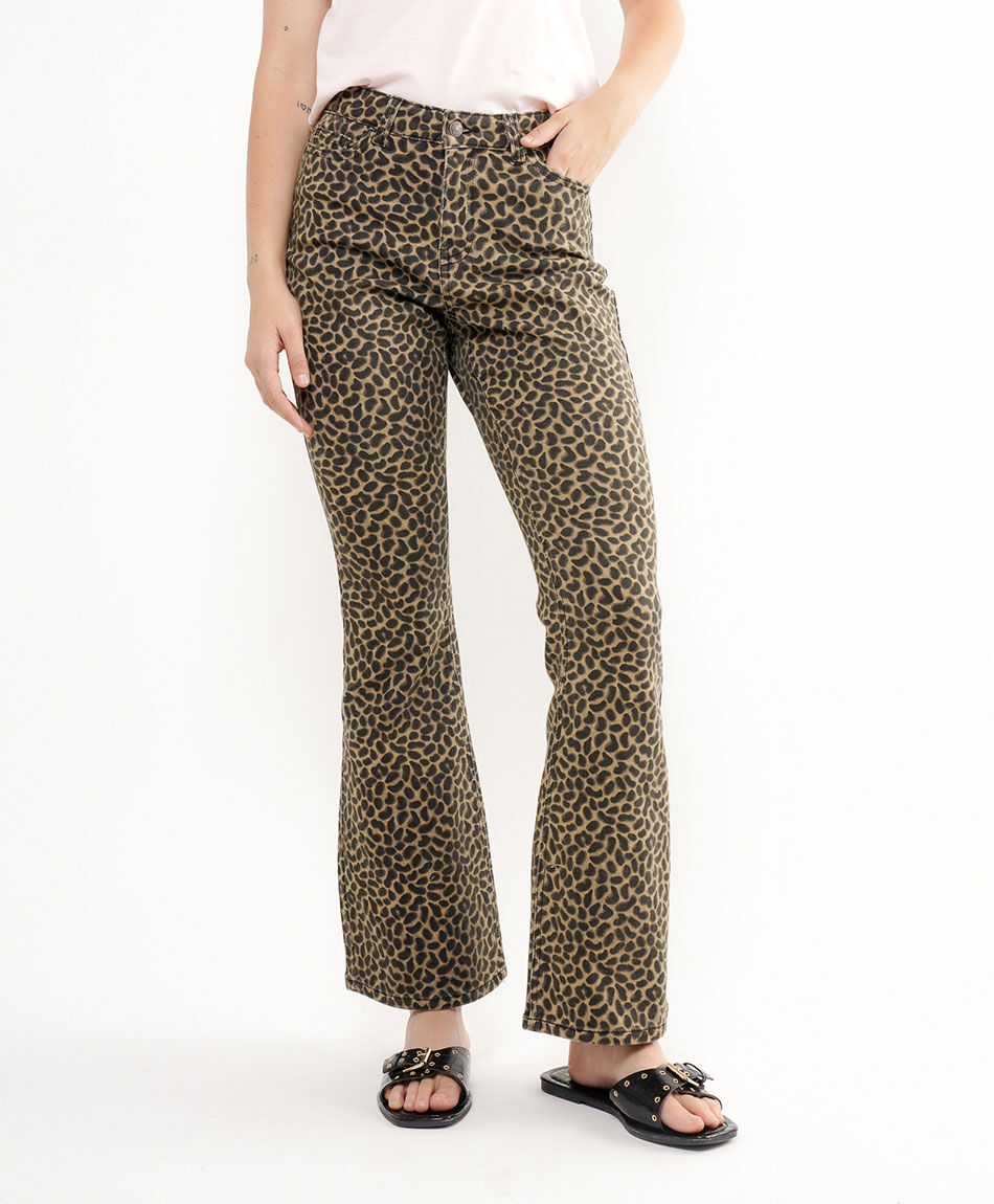 Jeans mujer animal print flare - TRICOT
