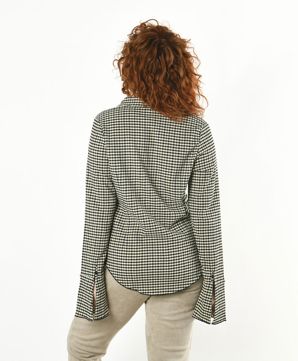 Blusa mujer cuadritos manga ancha - TRICOT