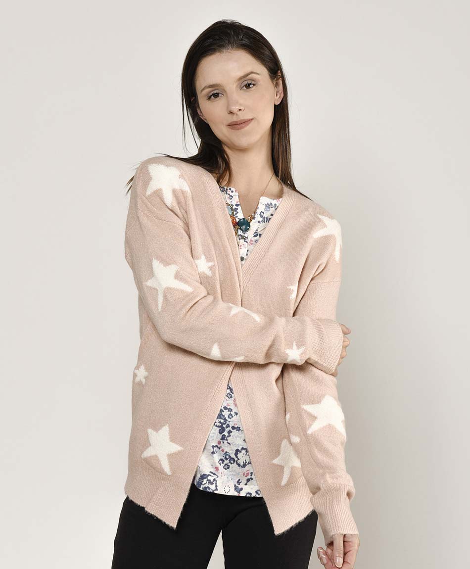 Cardigan mujer abierto estrellas - TRICOT