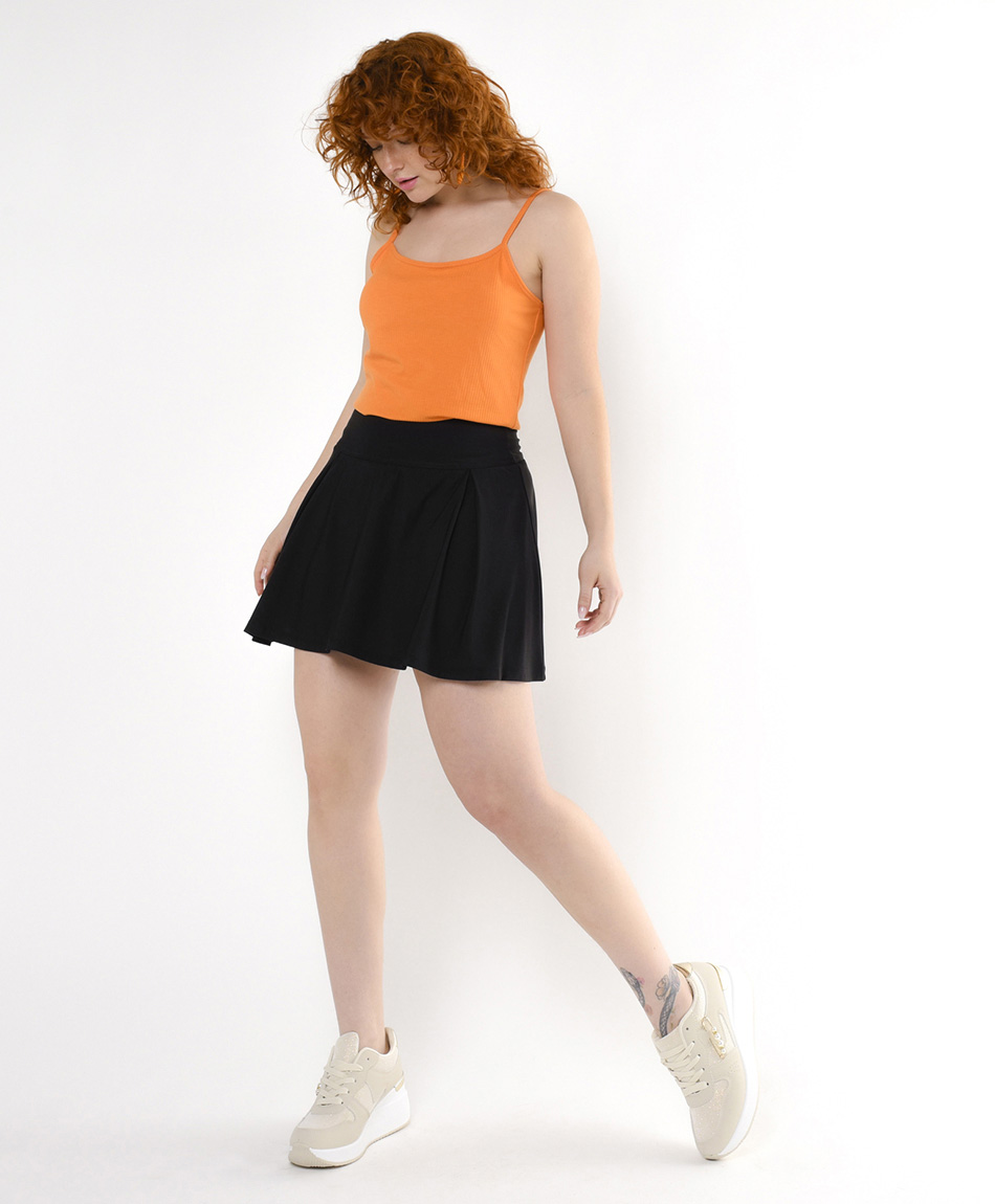 Mini falda mujer pretina ancha short - TRICOT