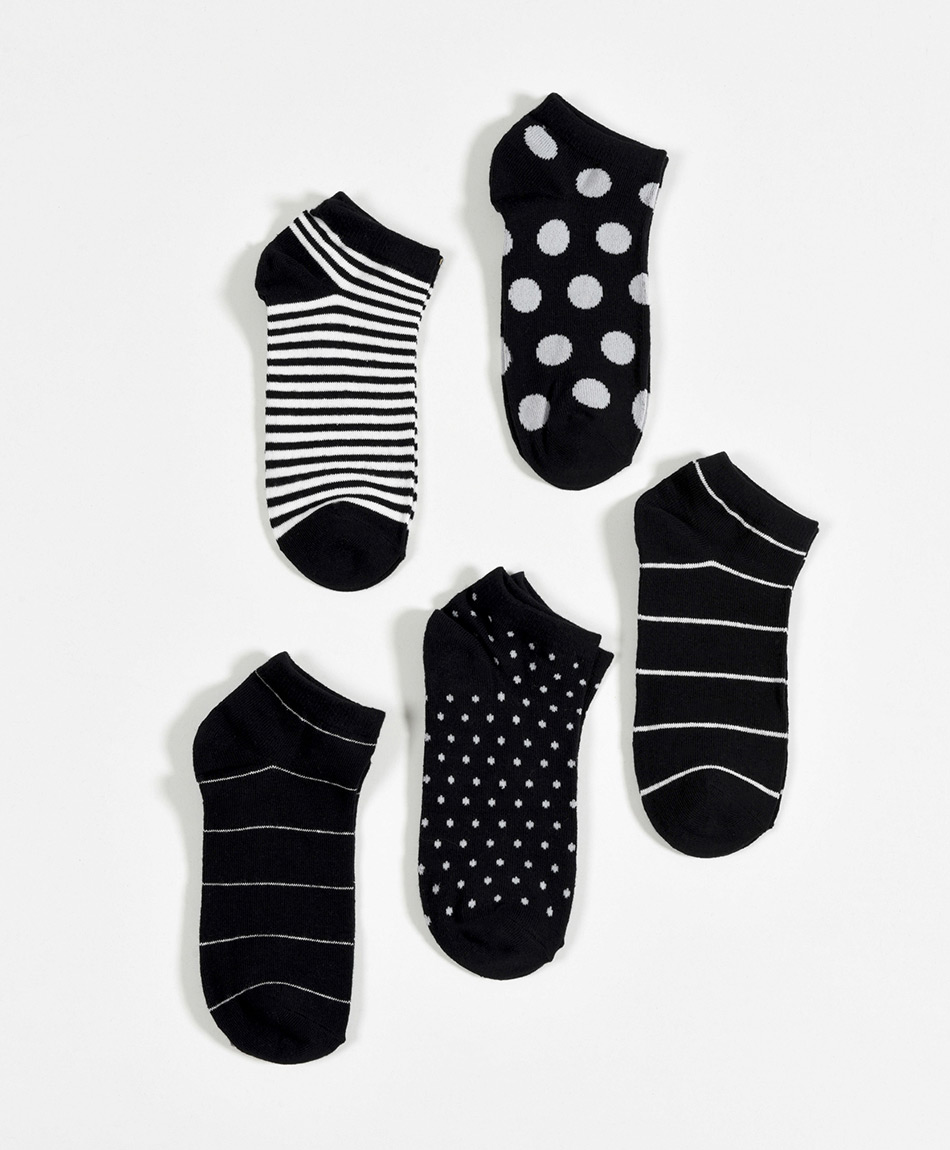 Pack 5 calcetines mujer cortos líneas y puntos - TRICOT