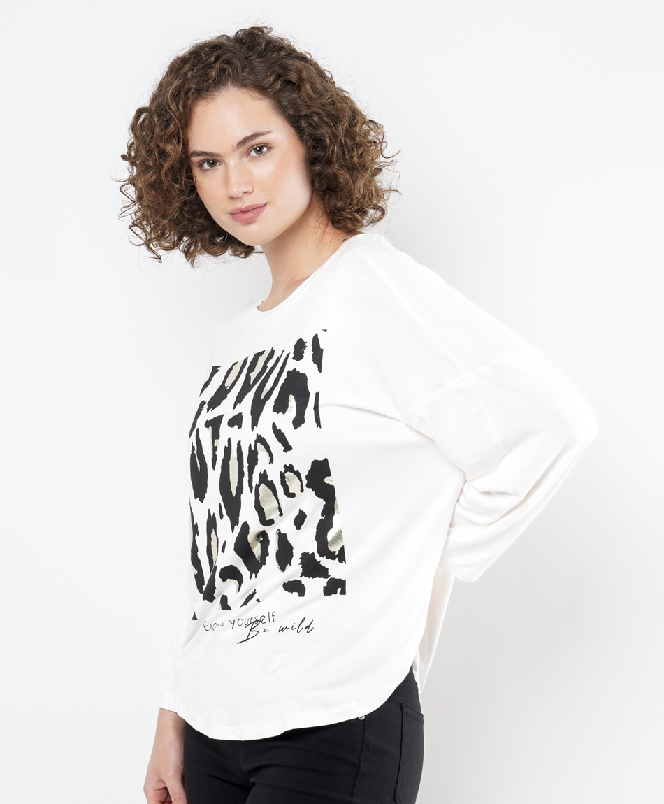 Polera mujer animal print plata - TRICOT