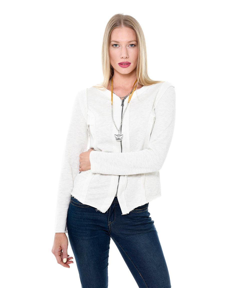 Poleron full zipper entallado - TRICOT