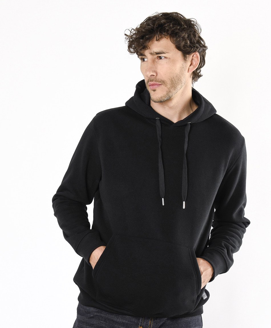 Polerón hombre liso básico negro - TRICOT