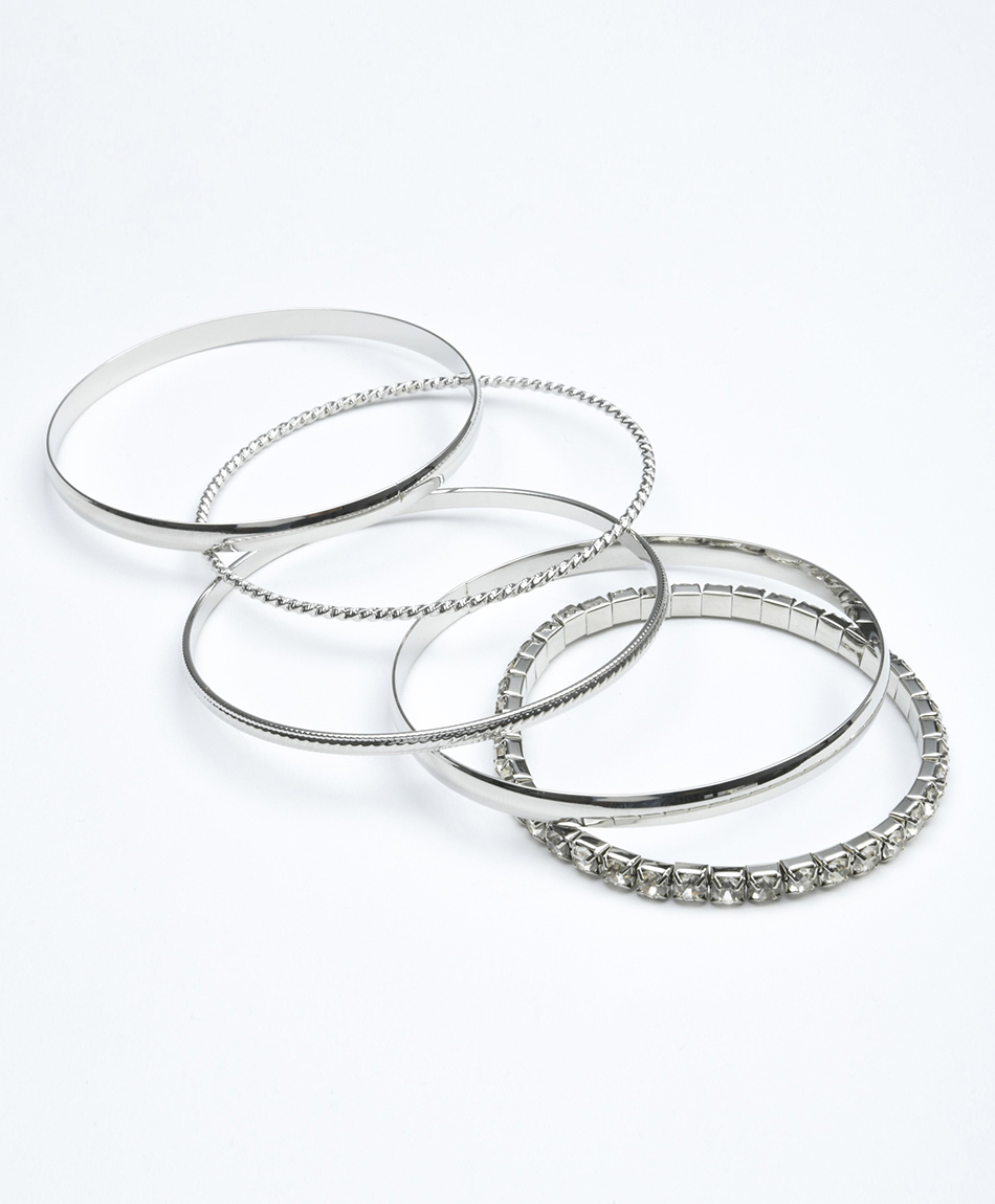 Set 3 pulseras mujer triple plateadas - TRICOT