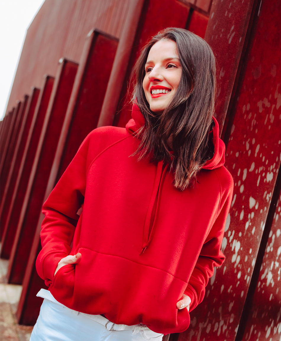 Polerón mujer básico rojo - TRICOT