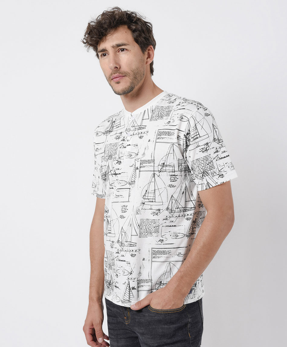 Polera hombre estampada bicolor - TRICOT