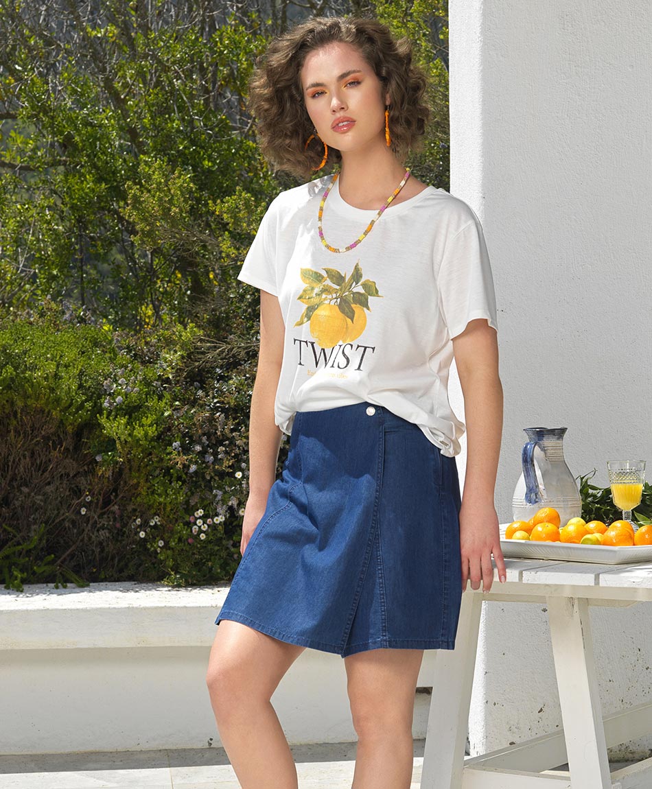 Short mujer denim estilo falda - TRICOT