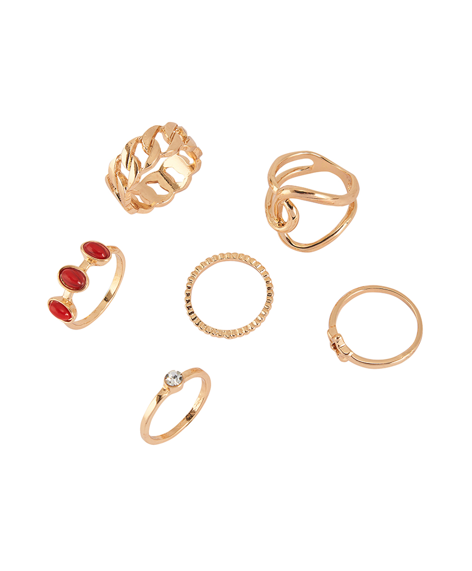 Set 6 anillos mujer mix dorado - TRICOT