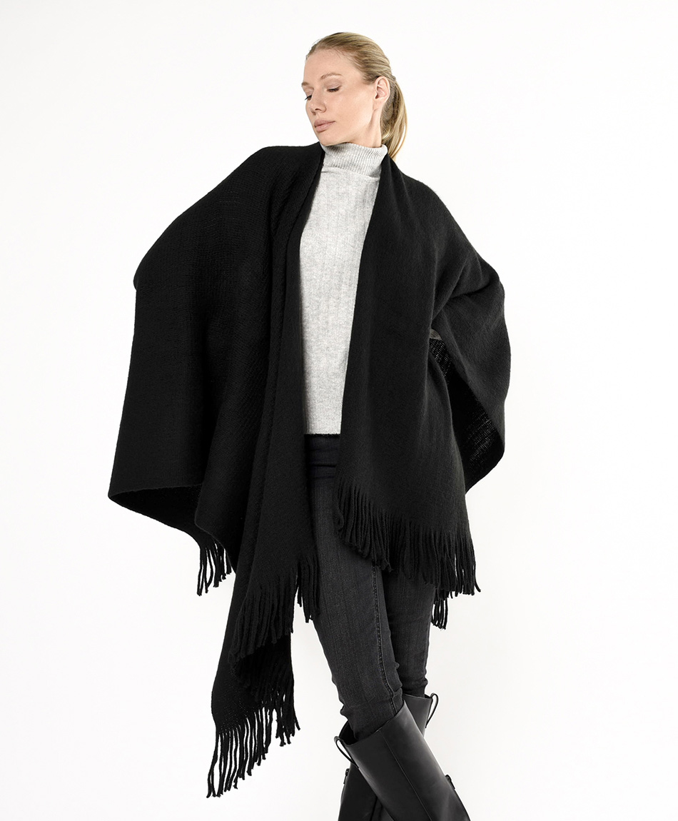 Poncho mujer negro - TRICOT