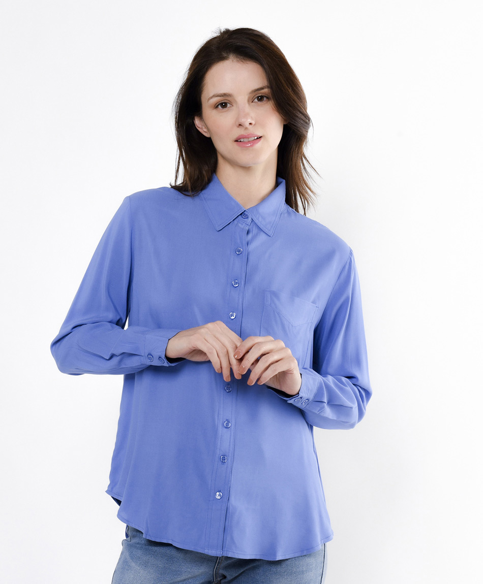 Blusa mujer lisa azul - TRICOT