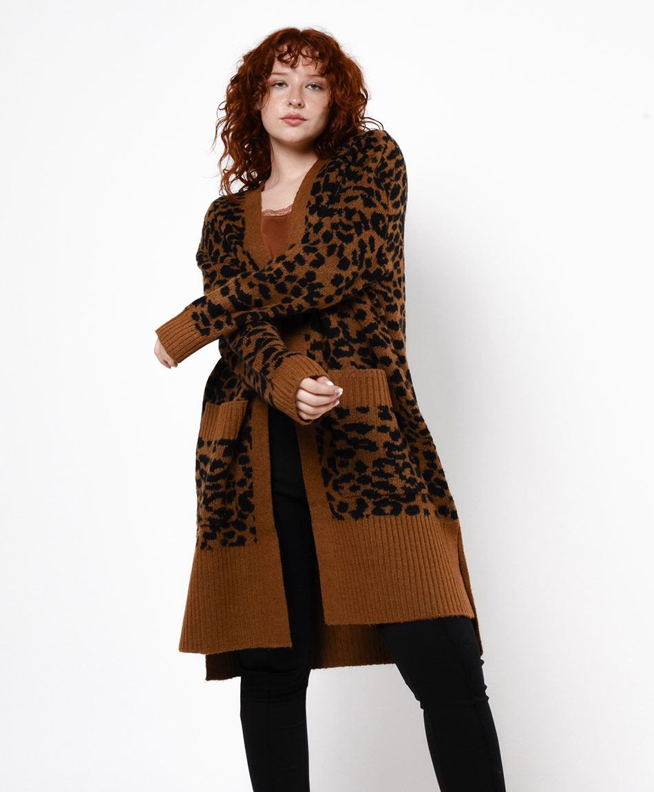 Cardigan mujer animal print largo - TRICOT