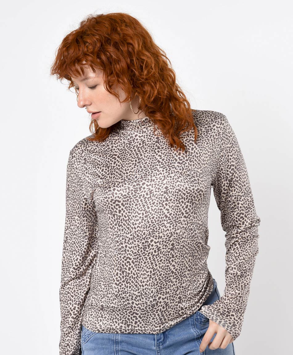 Polera mujer animal print leopardo - TRICOT