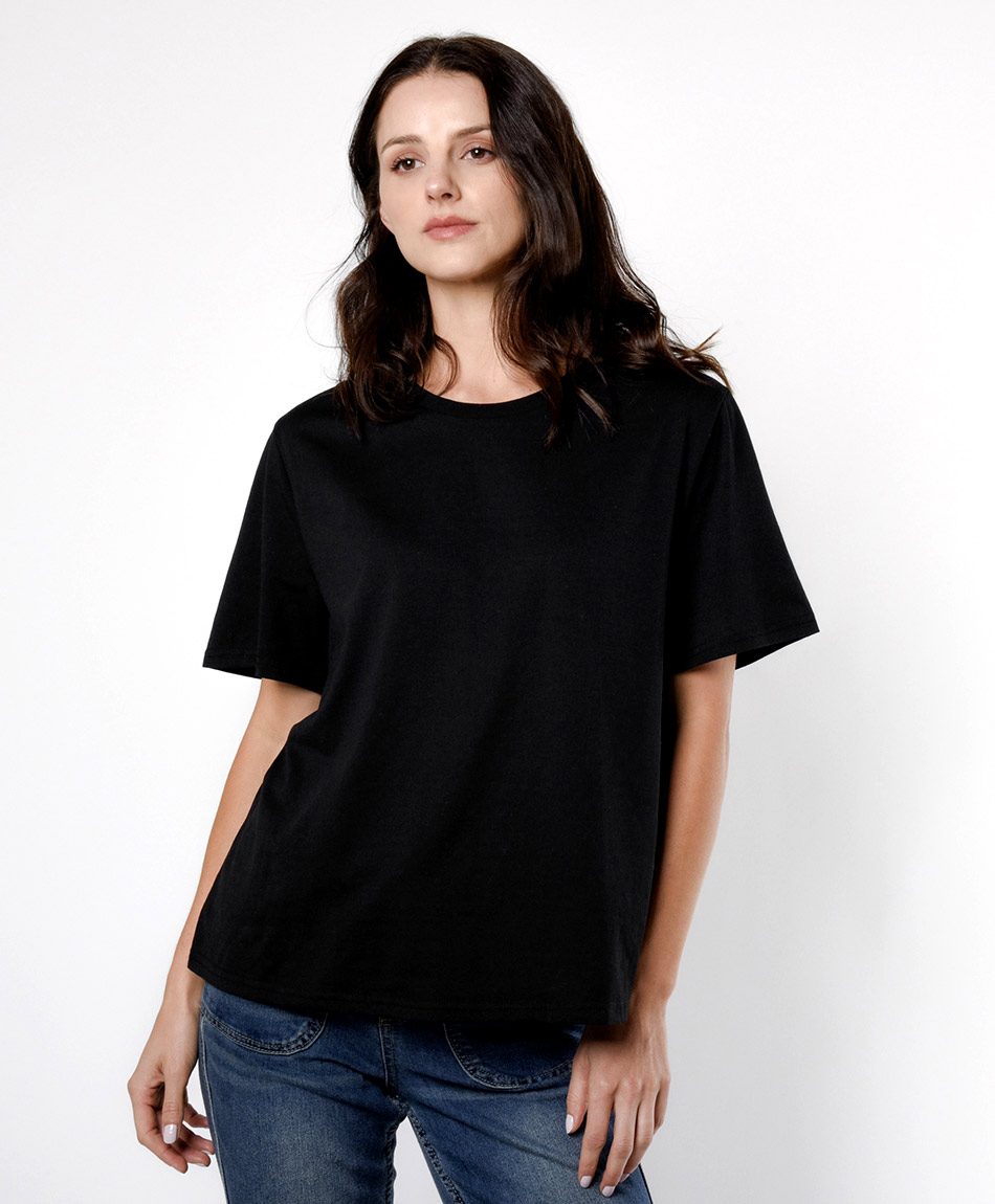 Polera mujer básica negra - TRICOT