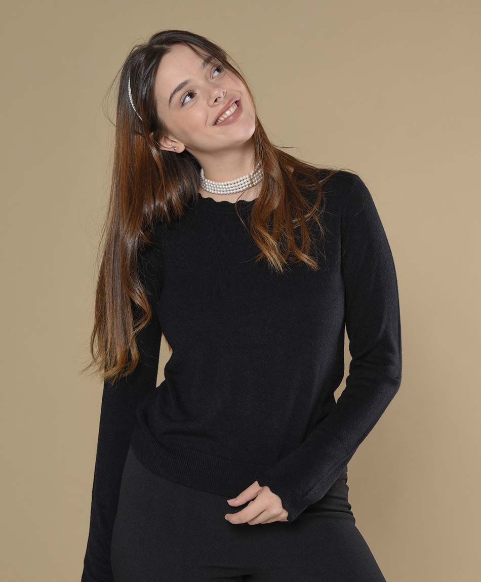 Sweater mujer ondas en cuello - TRICOT