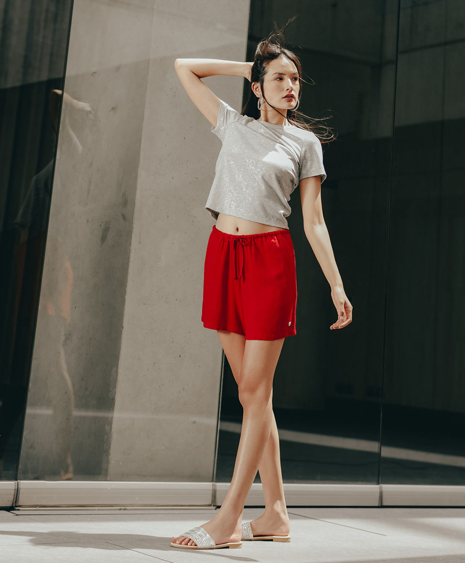 Short mujer rojo lazo - TRICOT