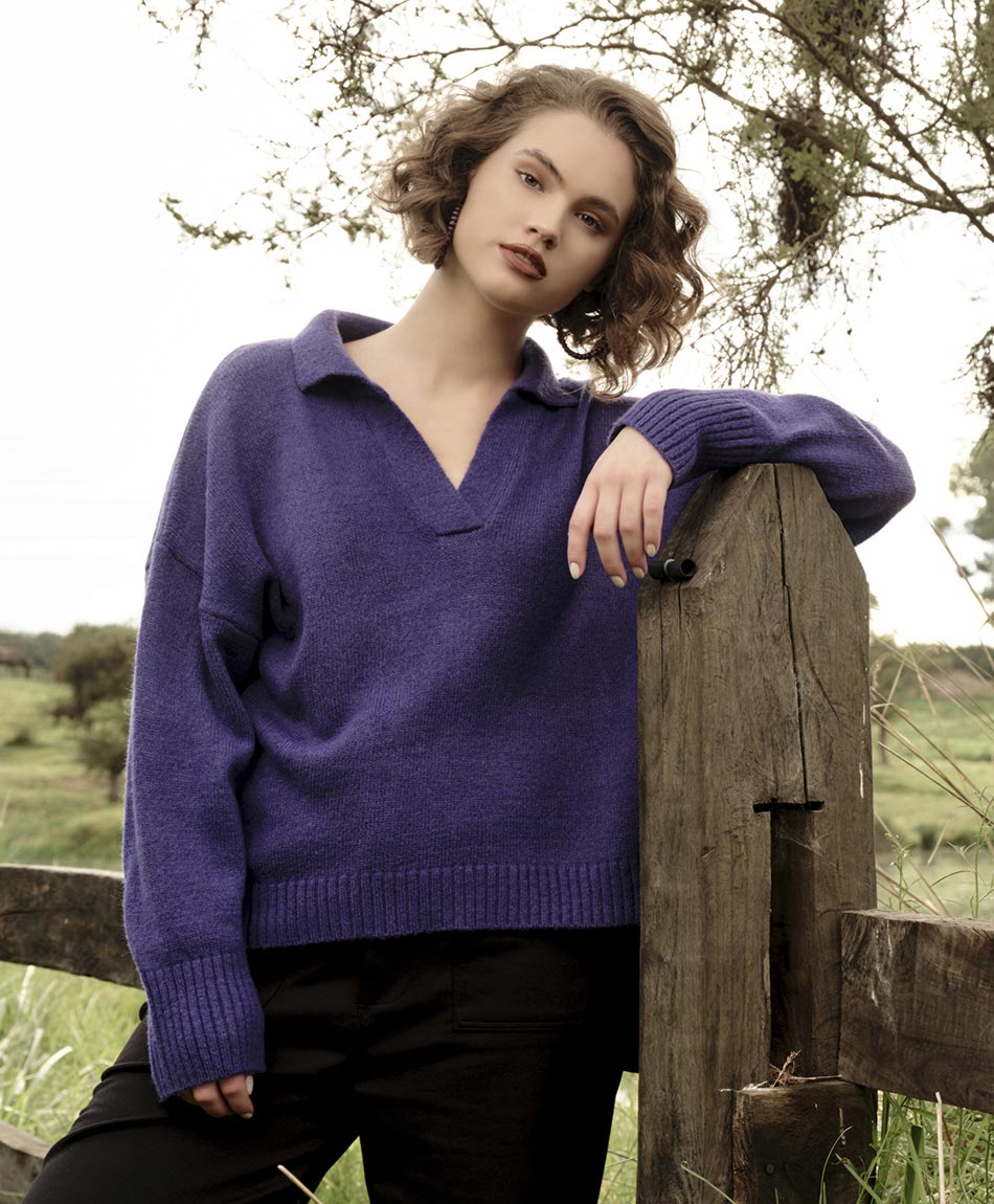 Sweater mujer con cuello - TRICOT