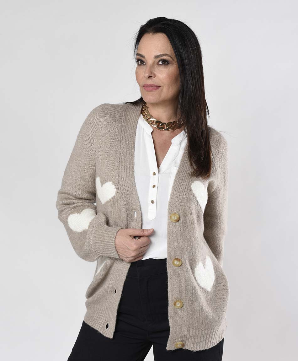 Cardigan mujer corazones - TRICOT