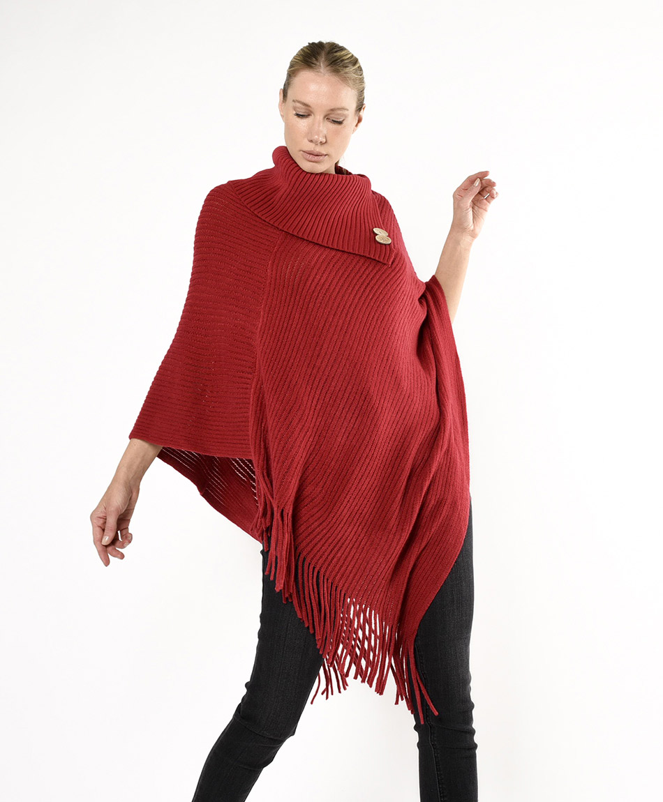 Poncho mujer doble botón - TRICOT