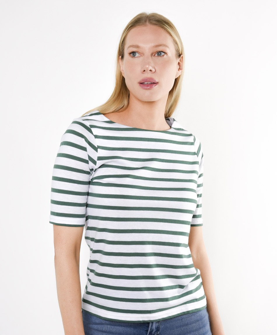 Polera mujer rayas verdes - TRICOT