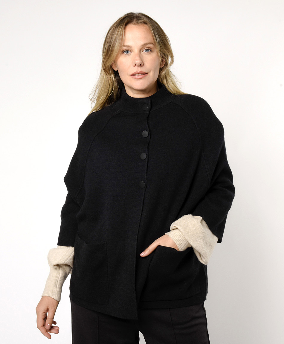 Chaqueta mujer estilo capa botones - TRICOT