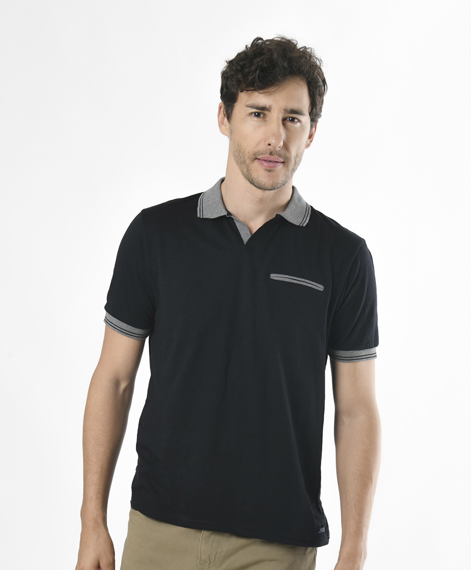 Polera hombre bolsillo falso cuello piqué - TRICOT
